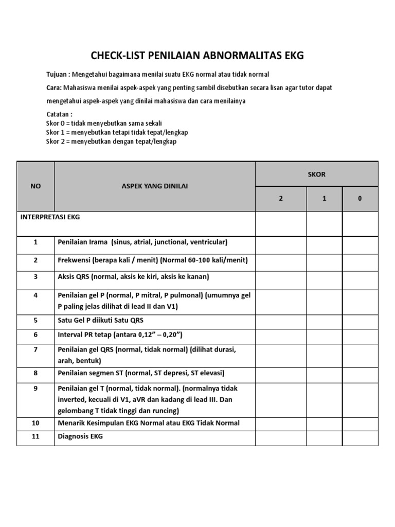 Checklist KKD EKG Abnormal | PDF