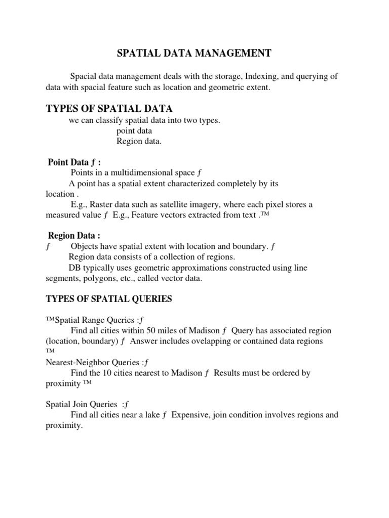 Spatial Data Management | PDF | Computer Data | Data Management