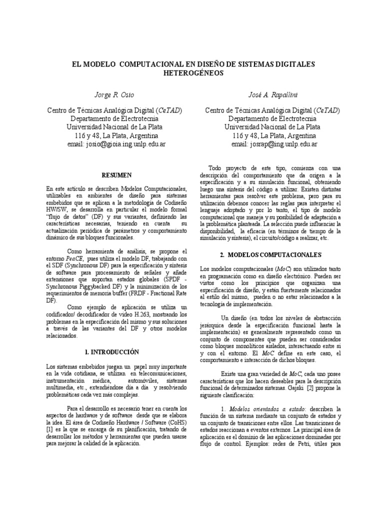 El Modelo Computacional en Diseño de Sistemas Digitales Heterogeneos ...