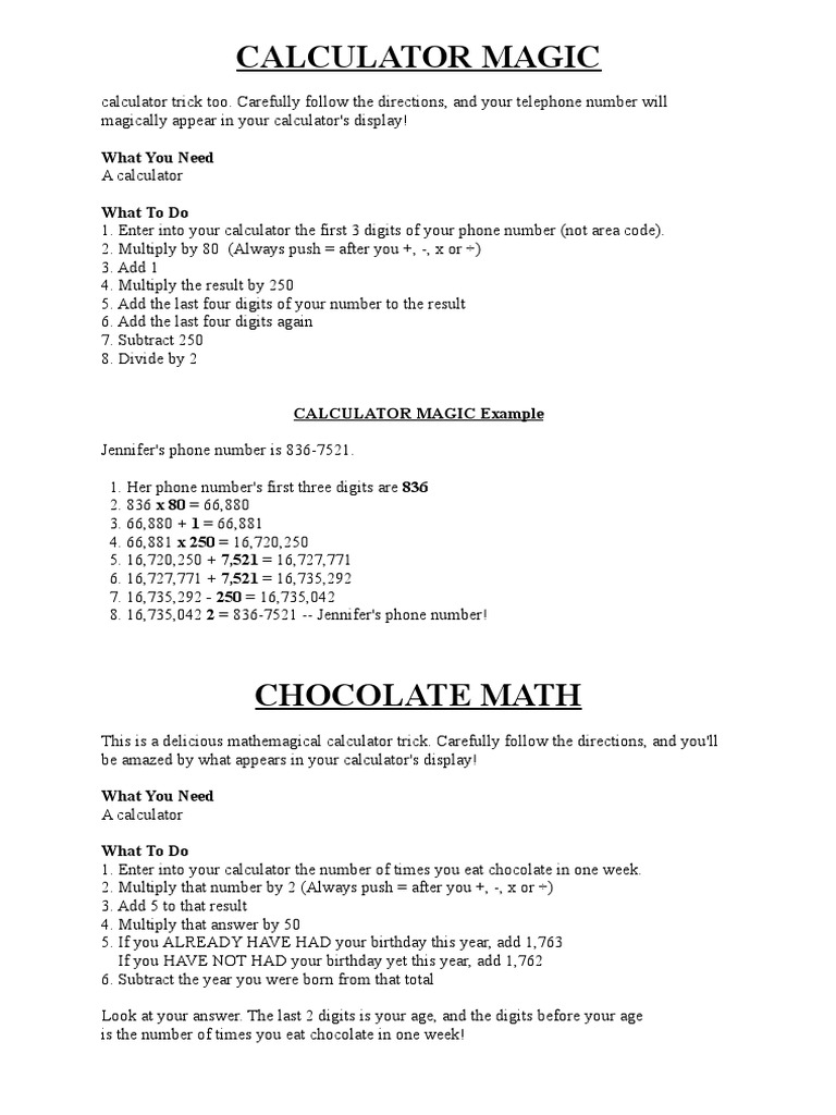 Calculator Magic: What You Need | PDF