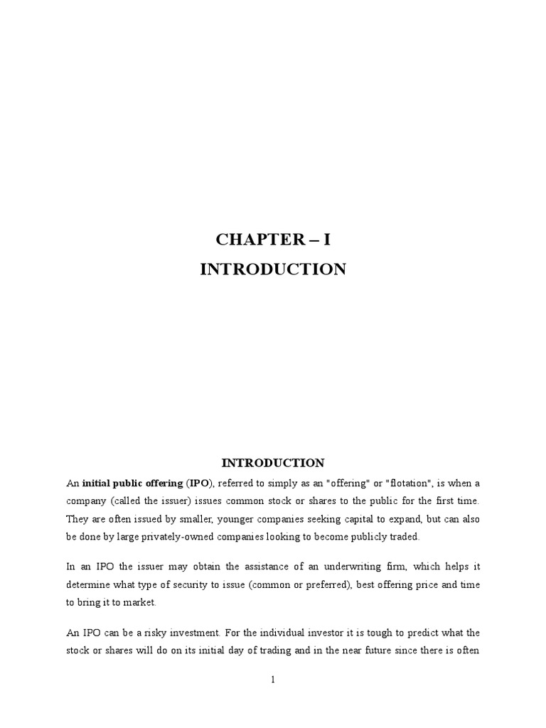 Chapter - I | PDF | Initial Public Offering | Stocks