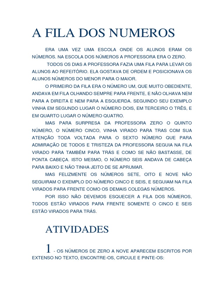 A Fila Dos Numeros | PDF | Escolas | Ensinar e aprender