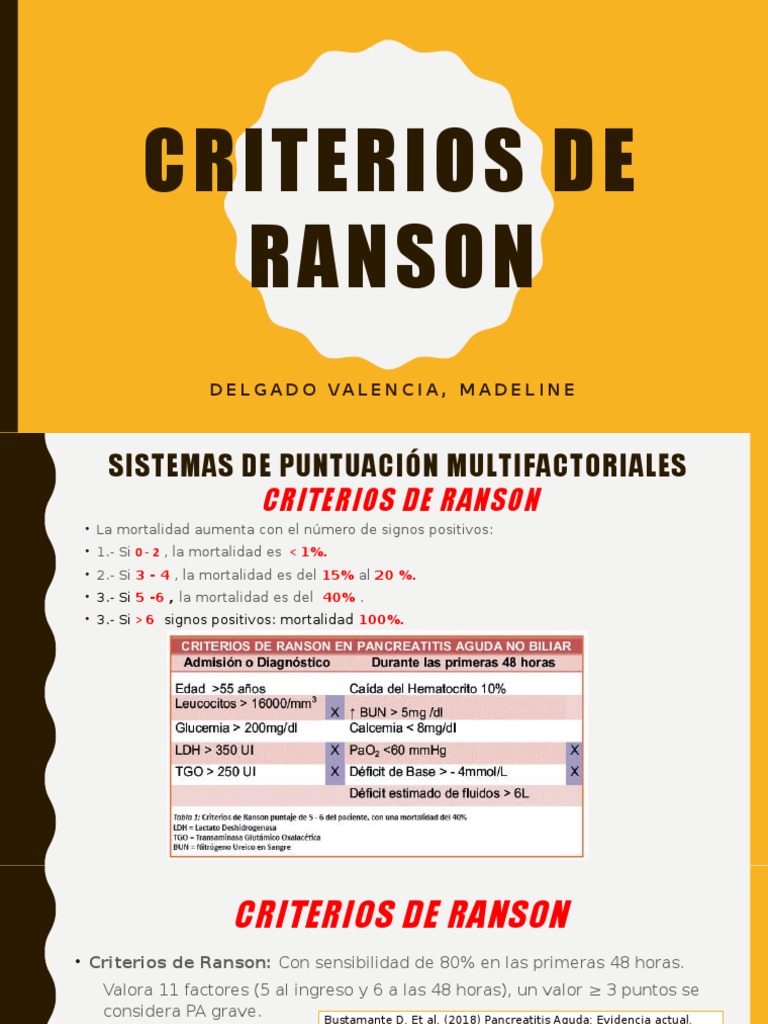 Criterios de Ranson en Pancreatitis | PDF