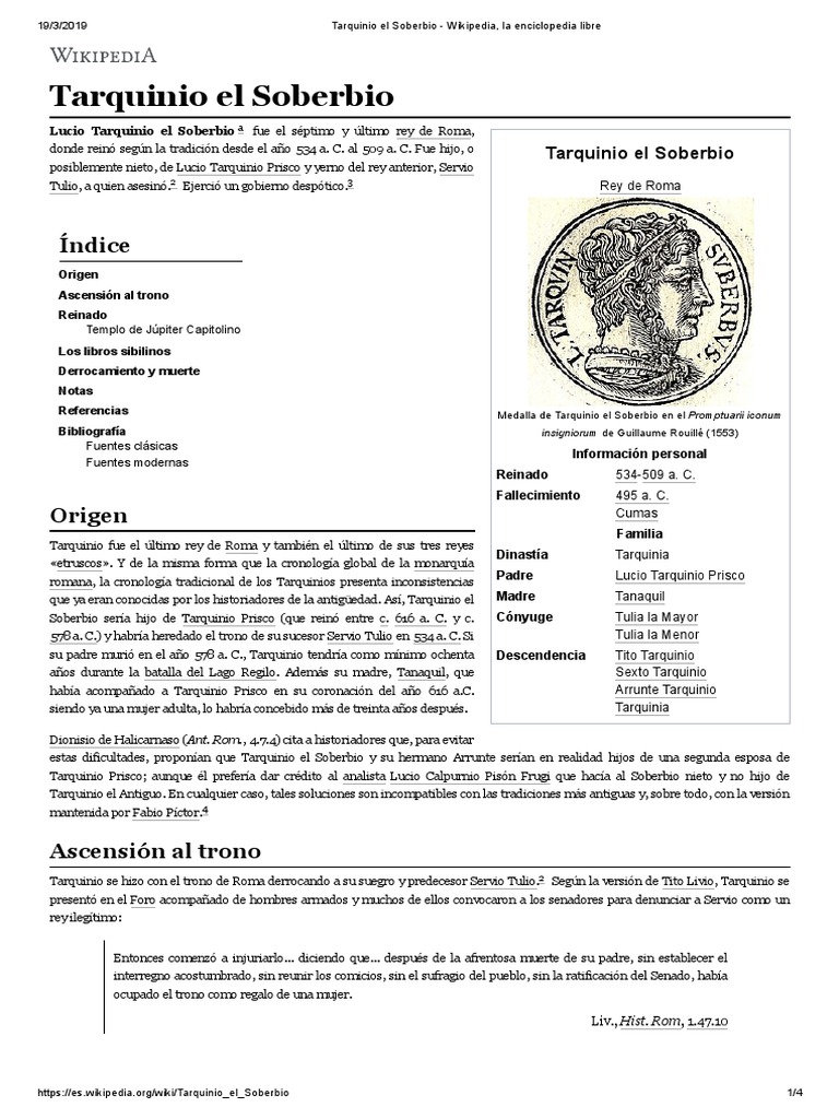 Tarquinio El Soberbio - Pequeña Biografía | PDF | Roma antigua ...
