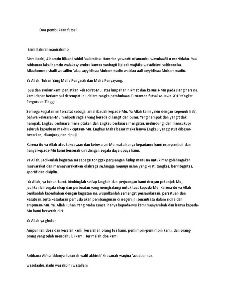 Doa Pembukaan Opening | PDF