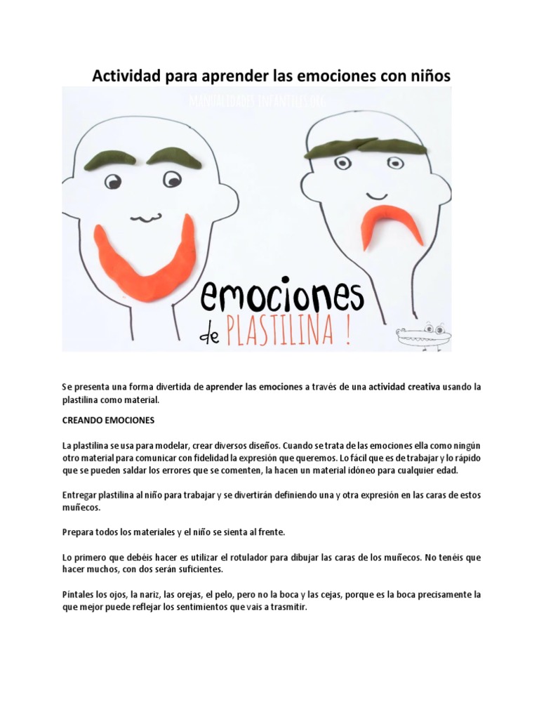 Actividad para Aprender Las Emociones Con Niños | PDF | Hogar ...