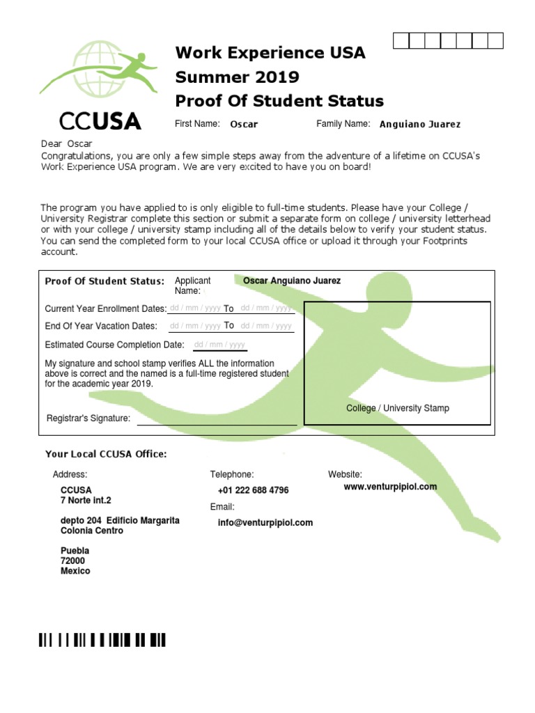 Student Status Verification Form | PDF
