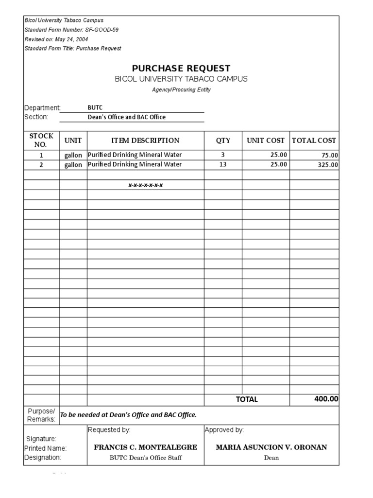 Purchase Request | PDF