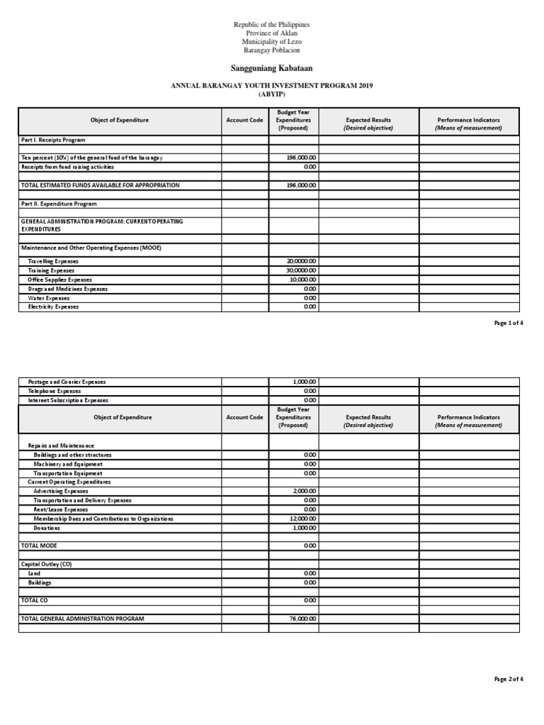 Sangguniang Kabataan: Annual Barangay Youth Investment Program 2019 ...