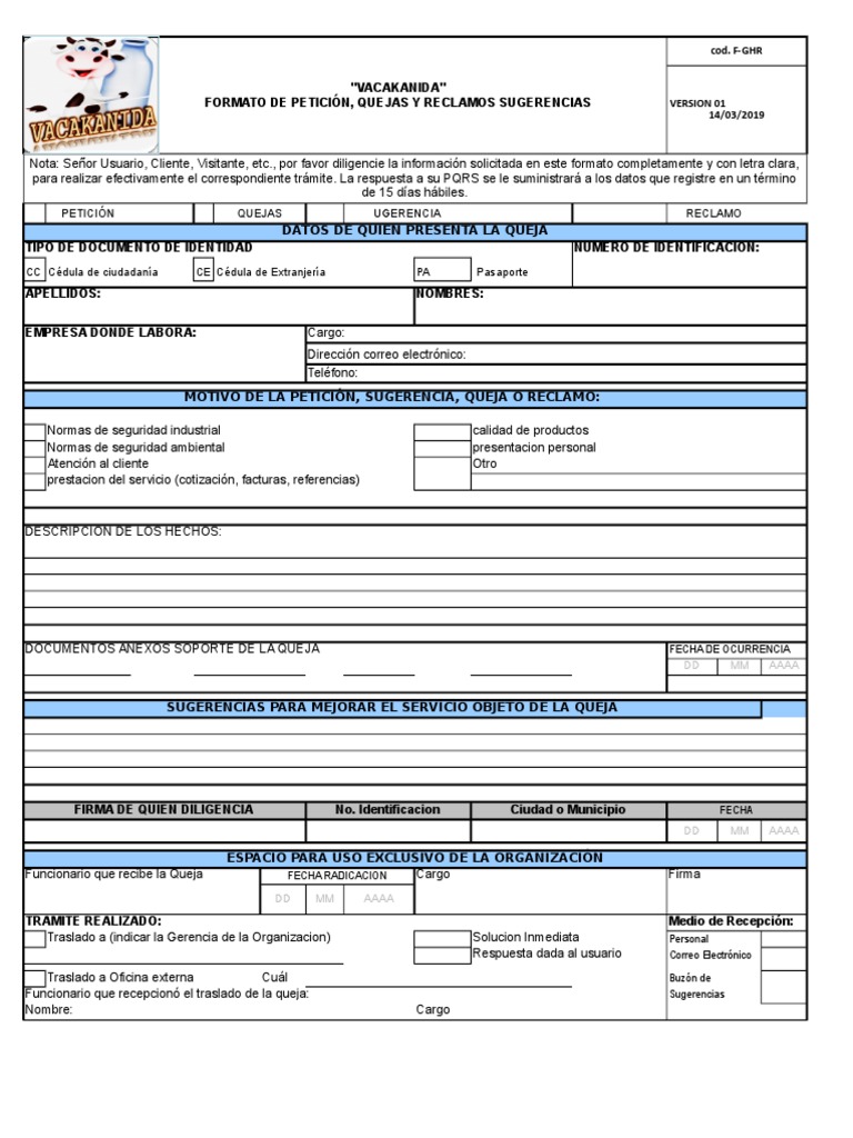 Formato para Peticiones, Sugerencias, Quejas y Reclamos | Informática y ...