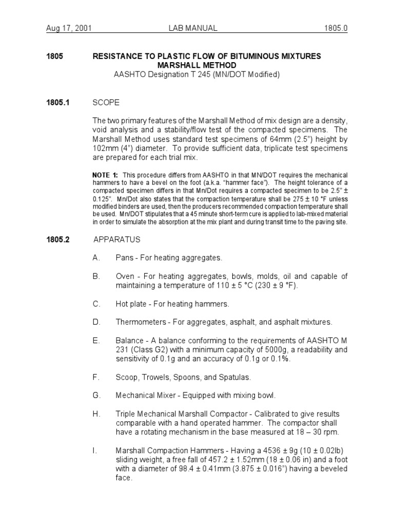AASHTO Designation T 245 | PDF | Deformation (Engineering) | Extrusion