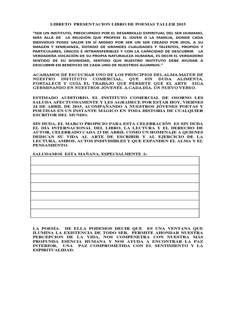 Presentación del Libro "Germinando Palabras" | PDF | Poesía | Homo Sapiens