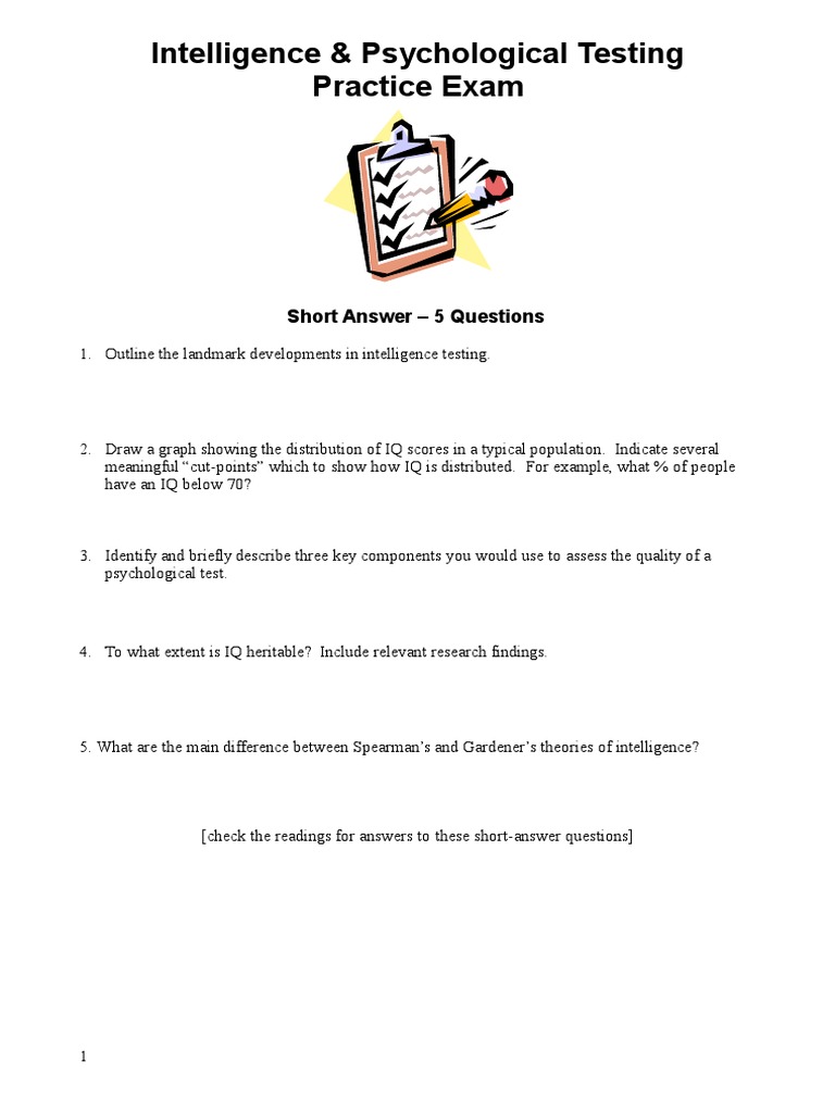 Psych Testing Practice Test | PDF | Intelligence Quotient | Validity ...