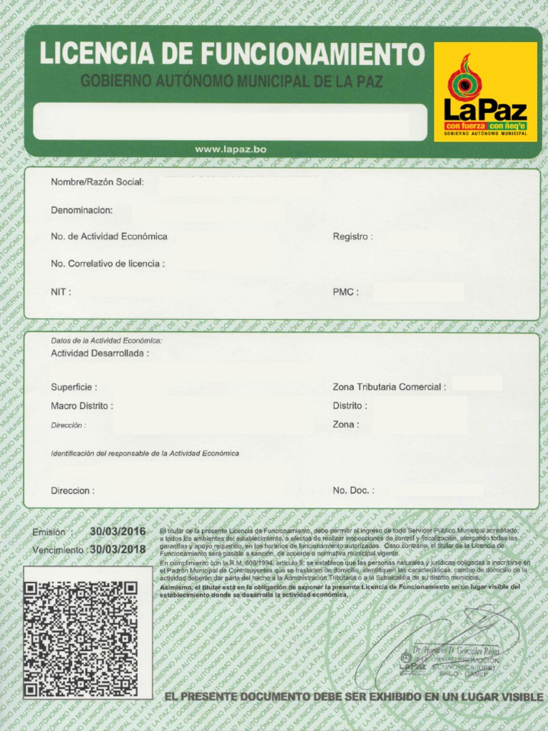Licencia de Funcionamiento