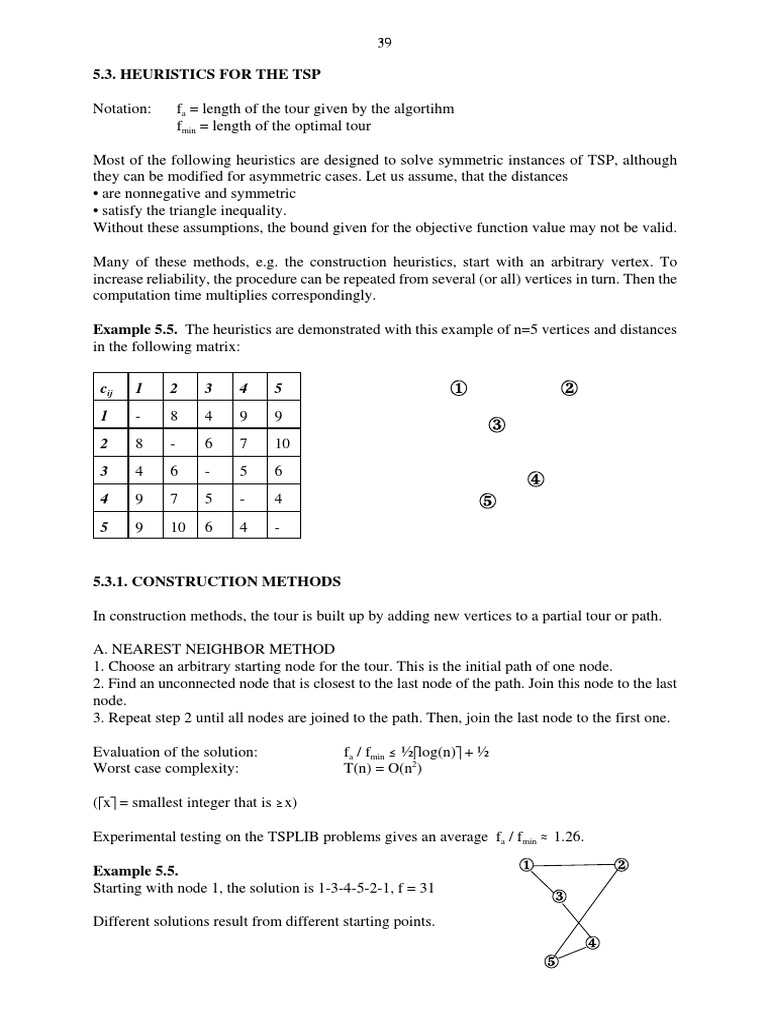 5.3. Heuristics For The TSP: A Min | PDF | Computational Science | Mathematical Optimization