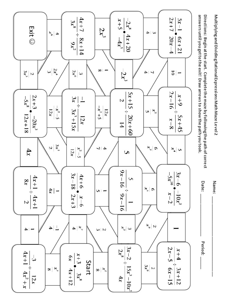 Multiplyinganddividingrationalexpressionsmathmaze | PDF