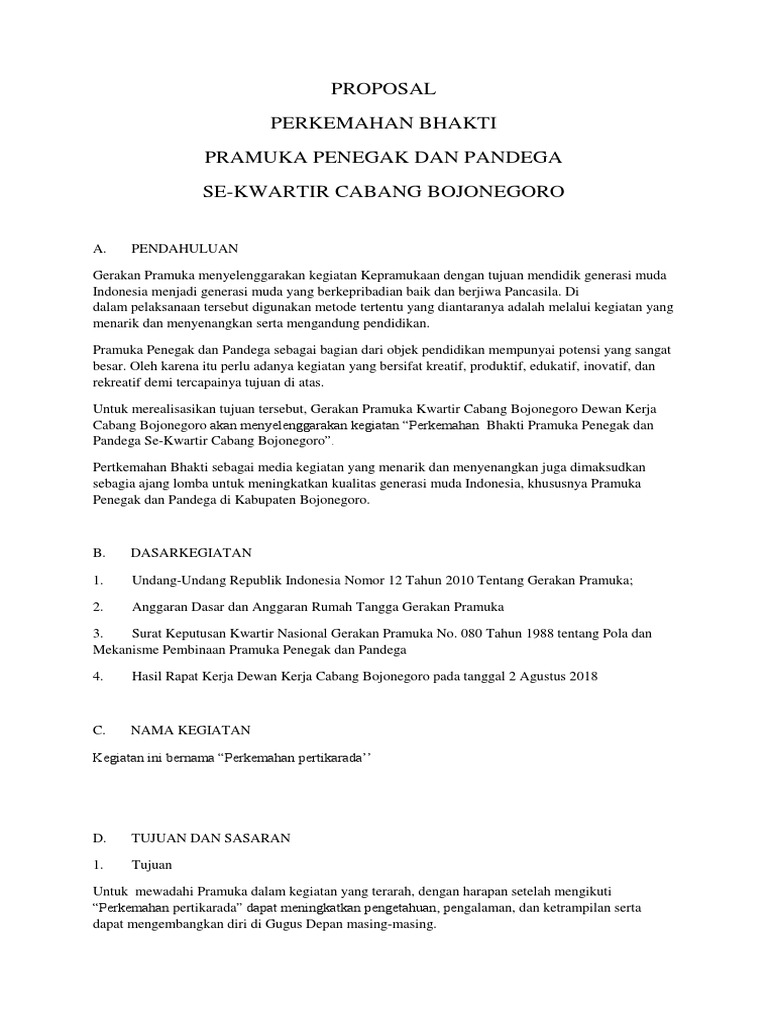 Proposal Perkemahan Pertikarada | PDF