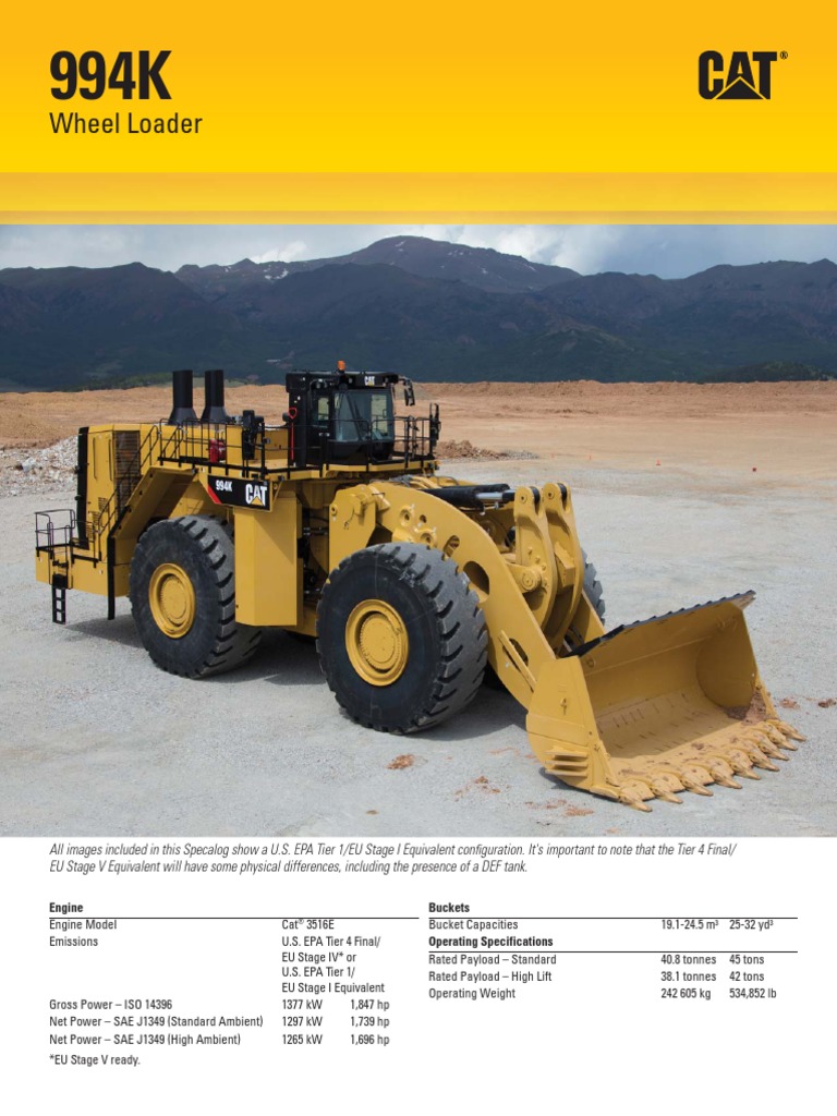 Cat 994k | PDF | Horsepower | Transmission (Mechanics)