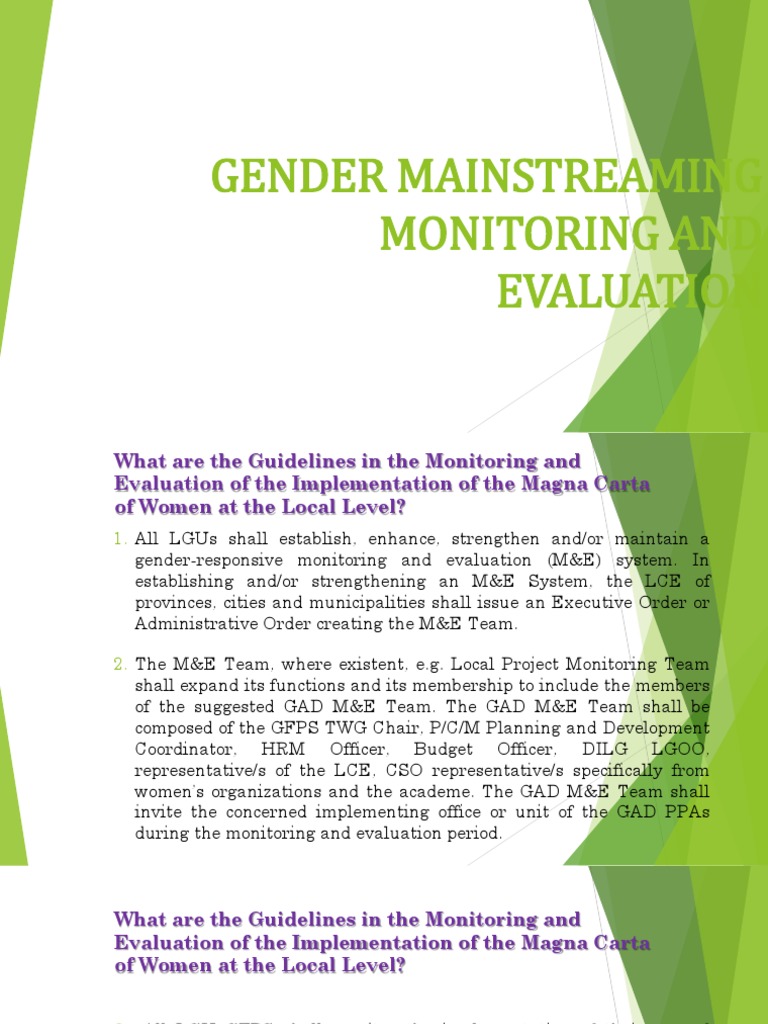 Gad Monitoring And Evaluation Pdf Gender Mainstreaming Evaluation