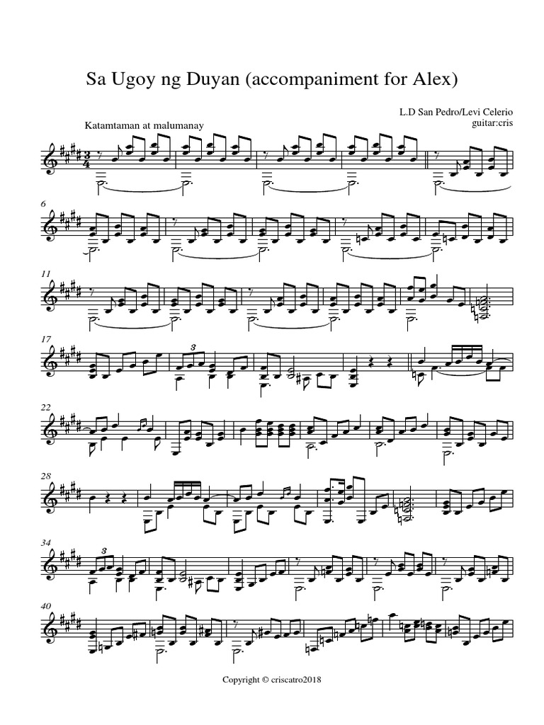 Sa Ugoy NG Duyan Accompaniment (Guitar) | PDF | Lullabies | Musical ...