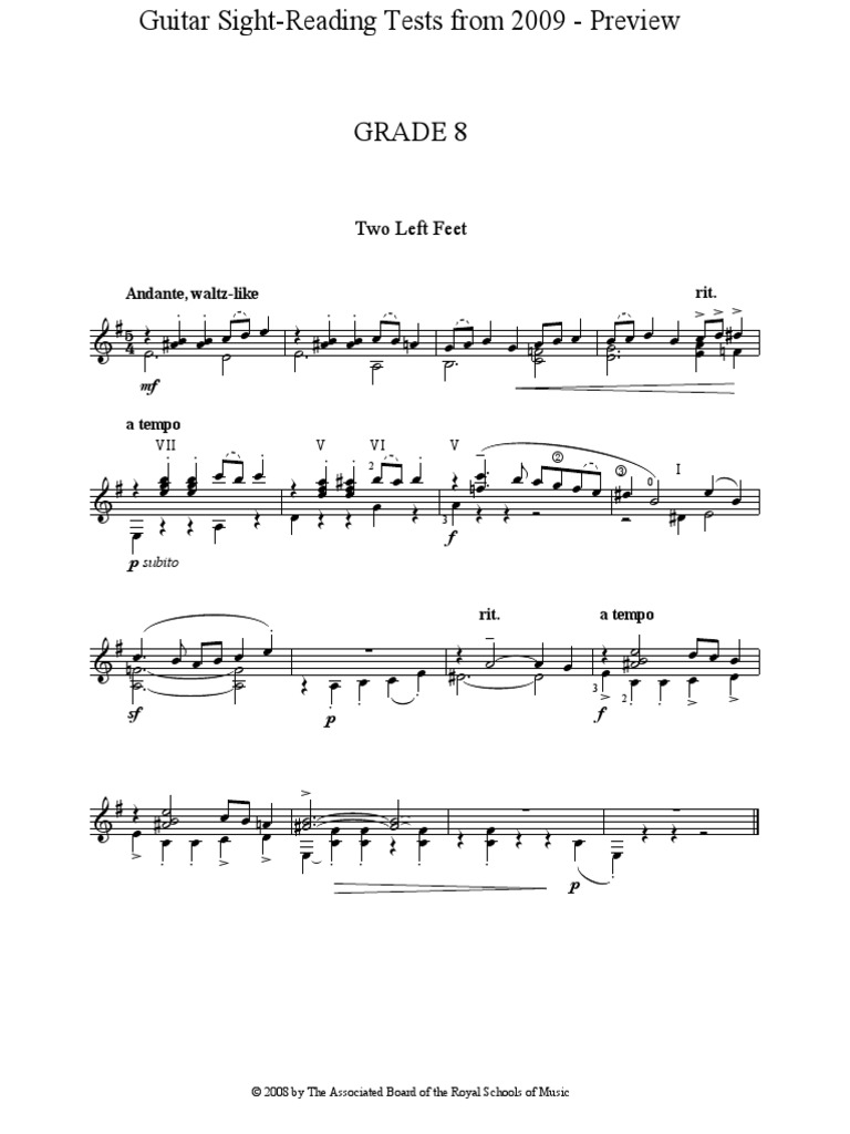 ABRSM Guitar Sight Reading Grade 8 PDF | PDF | Poetics | Notation