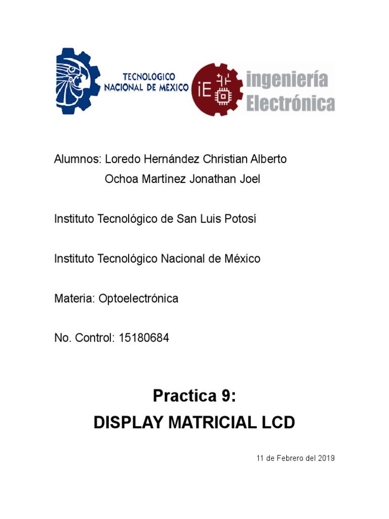 Practica 9 LCD | PDF | Pantalla de cristal líquido | Hardware de la ...