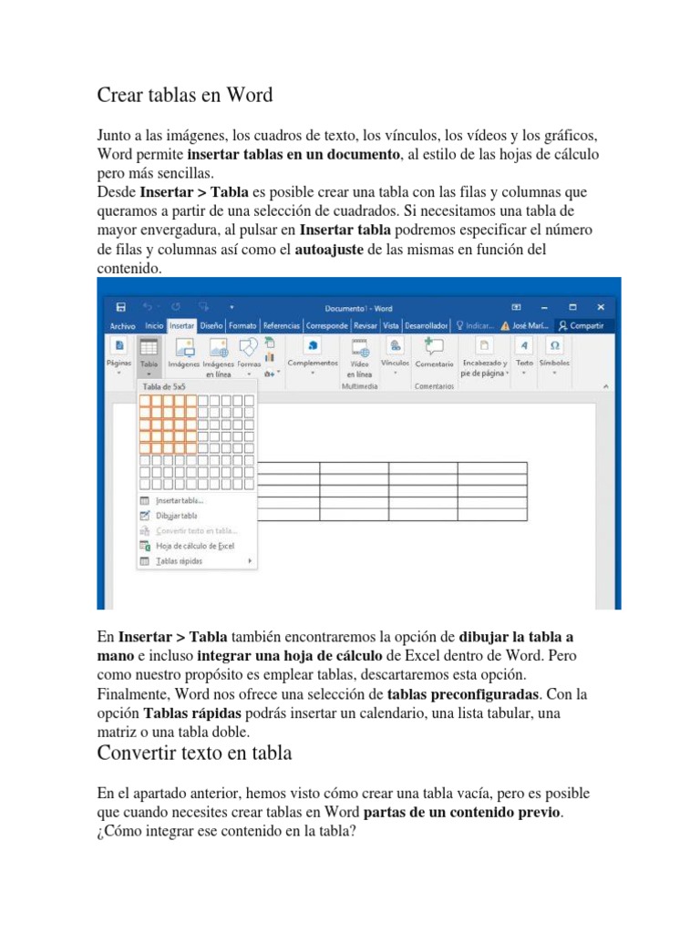 Crear Tablas en Word | PDF | Hoja de cálculo | Software