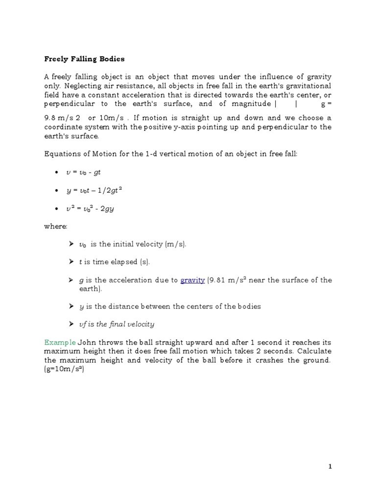 Freely Falling Bodies | PDF | Rotation Around A Fixed Axis | Speed