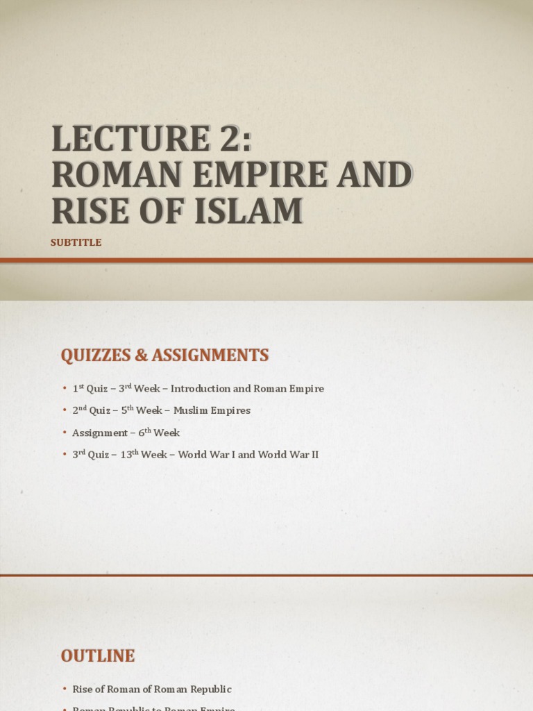 Roman Empire, Rise of Islam & World History Lecture | PDF | Punic Wars ...