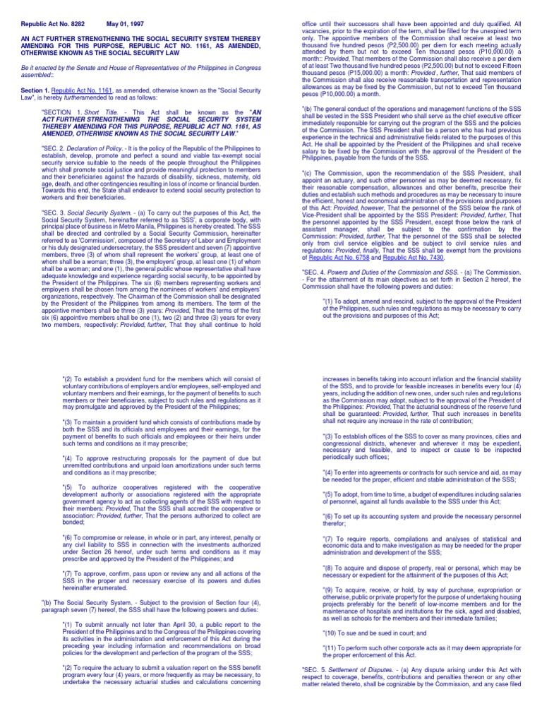 SSS Law | PDF | Pension | Social Security (United States)