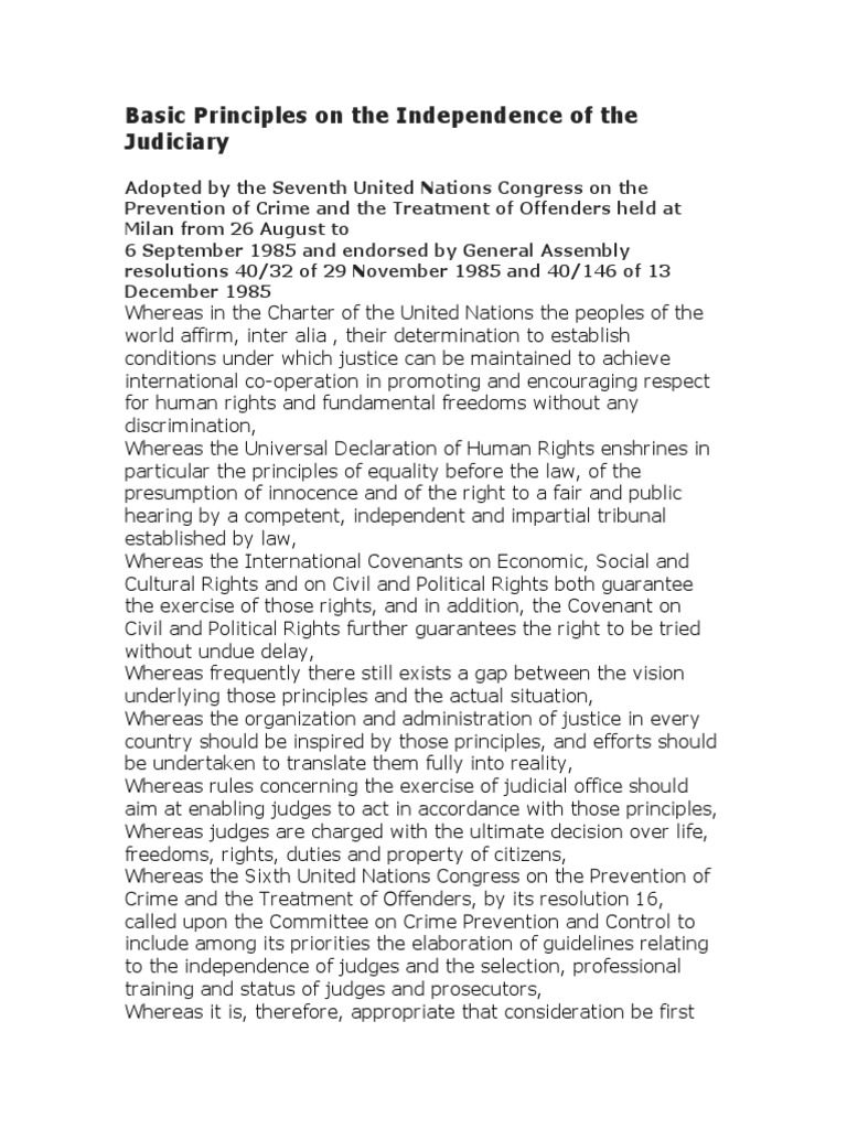 Basic Principles on the Independence of the Judiciary: Guidelines for ...