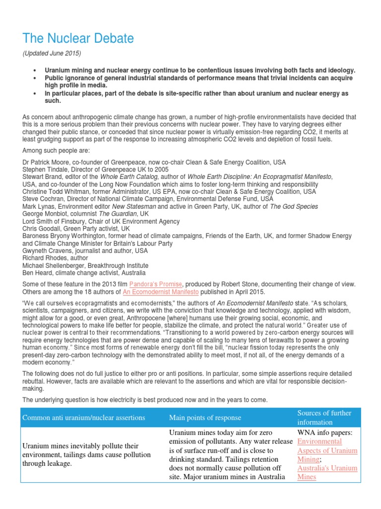 The Nuclear Debate | PDF | Nuclear Power | Nuclear Reactor
