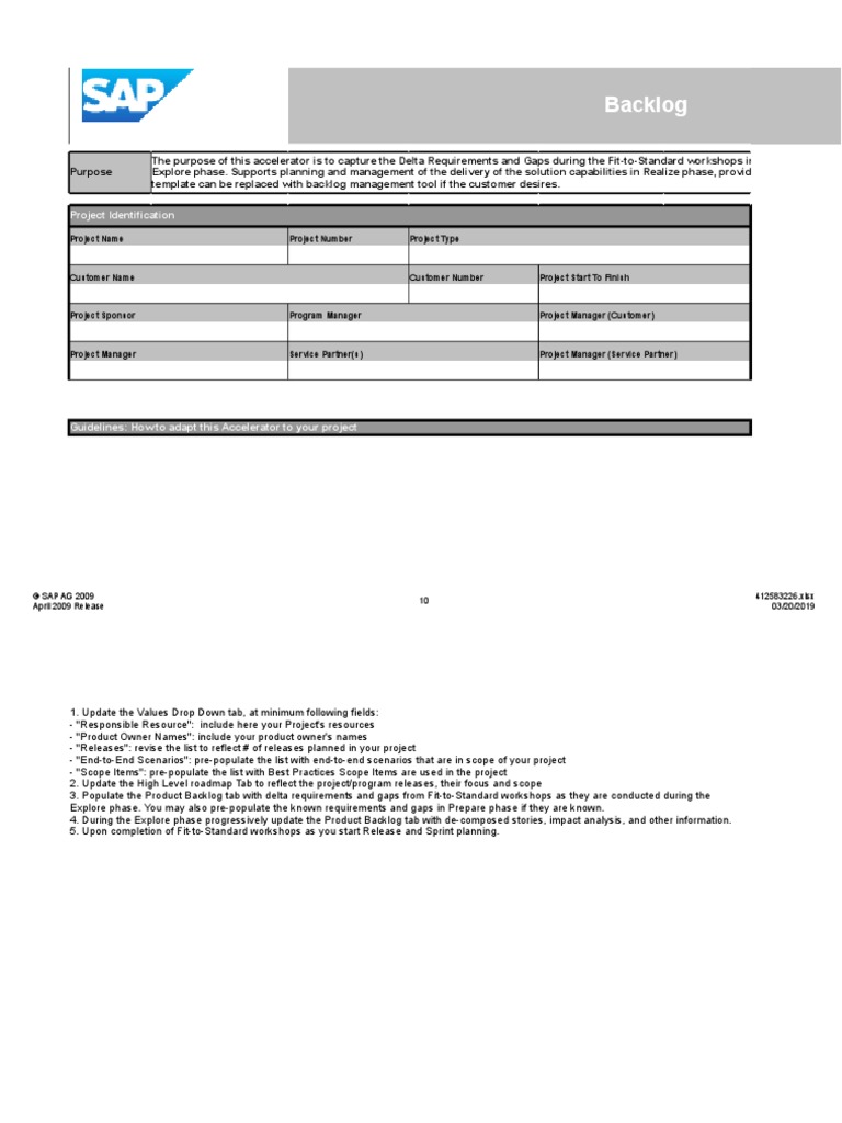 PM.211 Backlog Template | PDF | Scrum (Software Development) | Computing