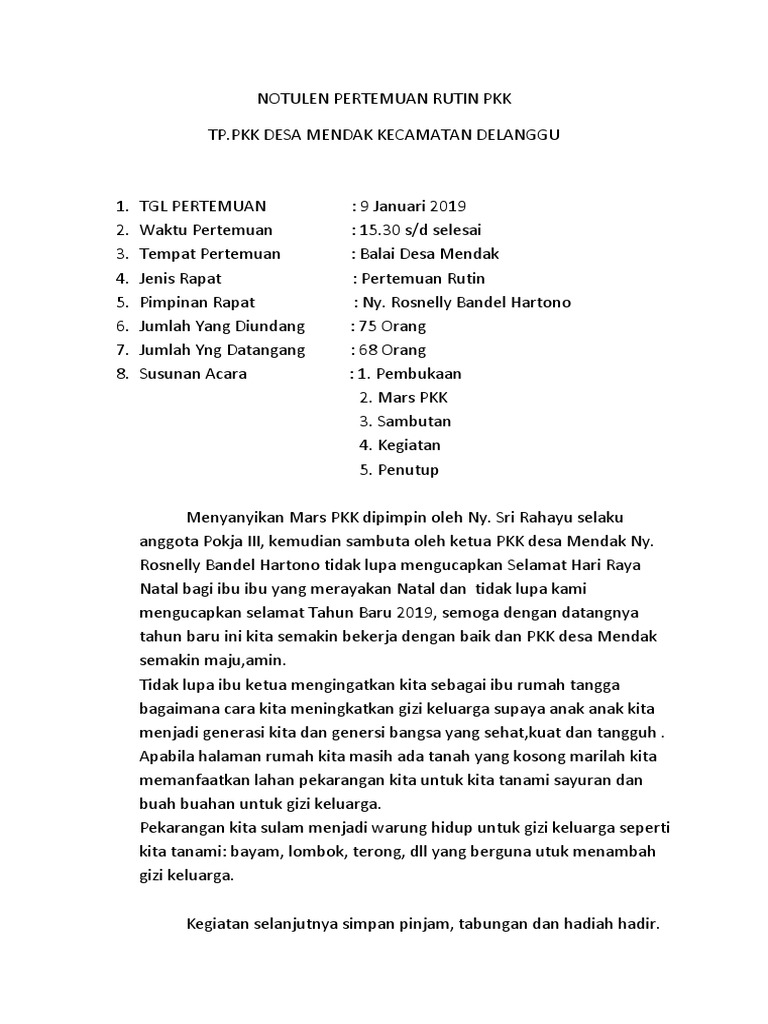 Notulen PKK 2019 | PDF