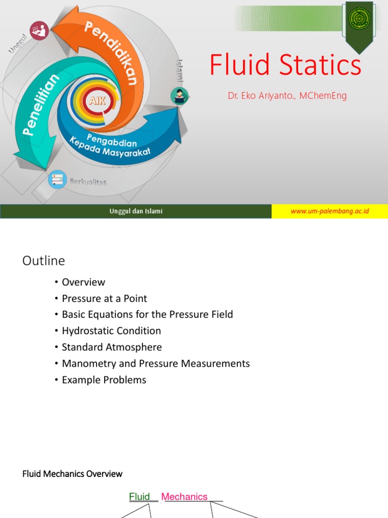 Fluid Statics: Dr. Eko Ariyanto., Mchemeng | PDF | Pressure | Fluid ...