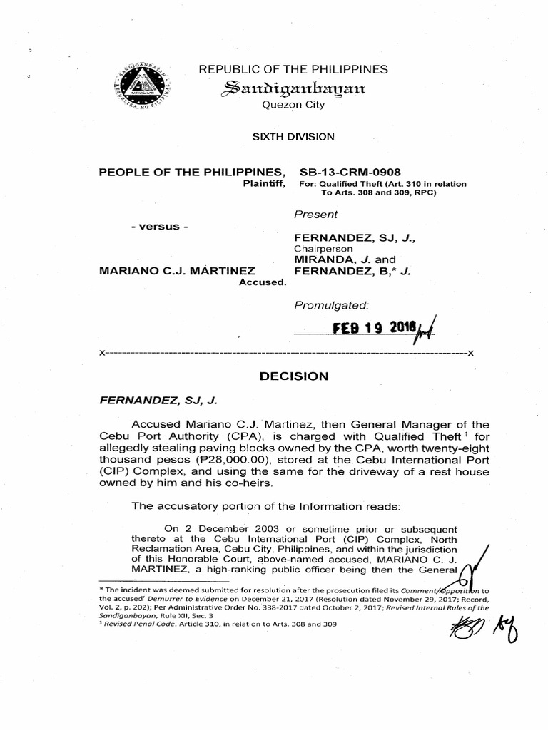 Qualified Theft Case Against Cebu Port Authority GM Dismissed | PDF ...
