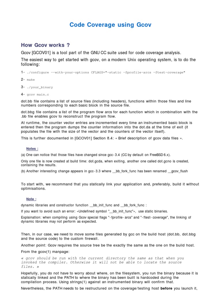 Code Coverage Gcov Pdf Library Computing Source Code