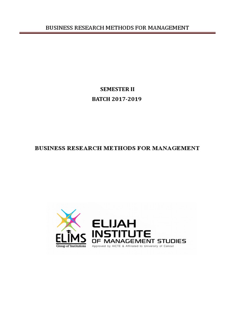 Elijah Institute of Management Studies Business Research Methods For ...