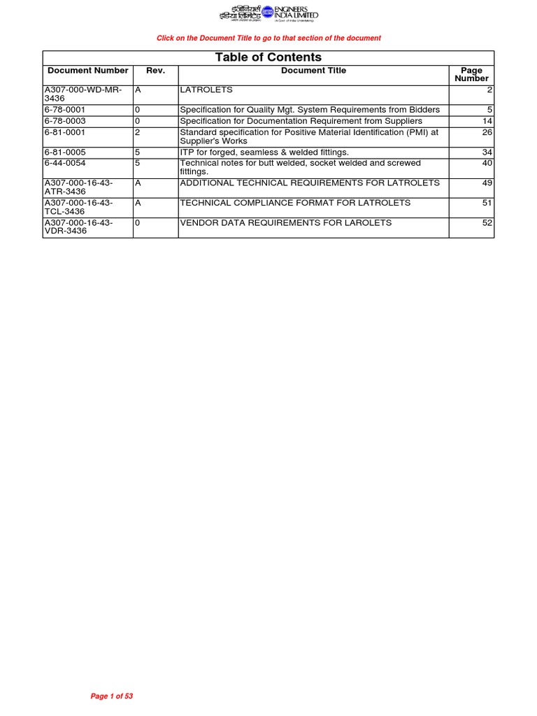 EIL - Formats - PMI PDF | PDF | Pipe (Fluid Conveyance) | Specification ...
