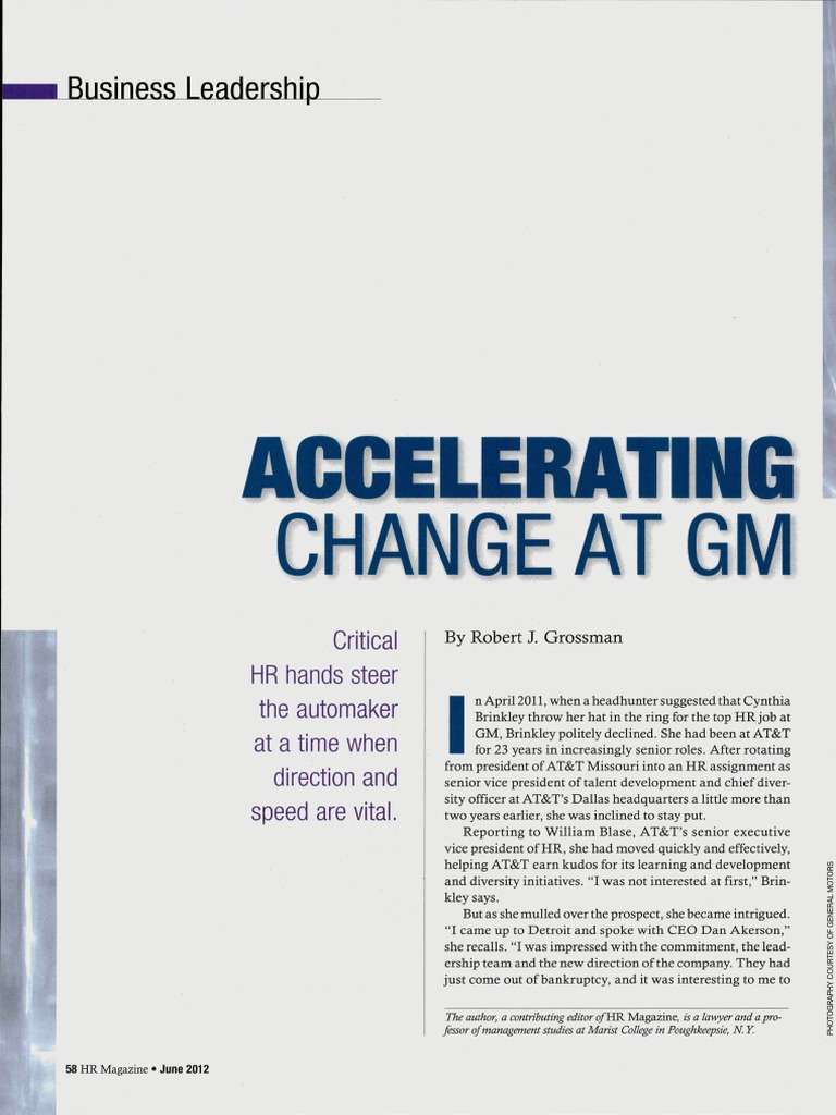 Accelerating: Change at GM | PDF | General Motors | Human Resource ...