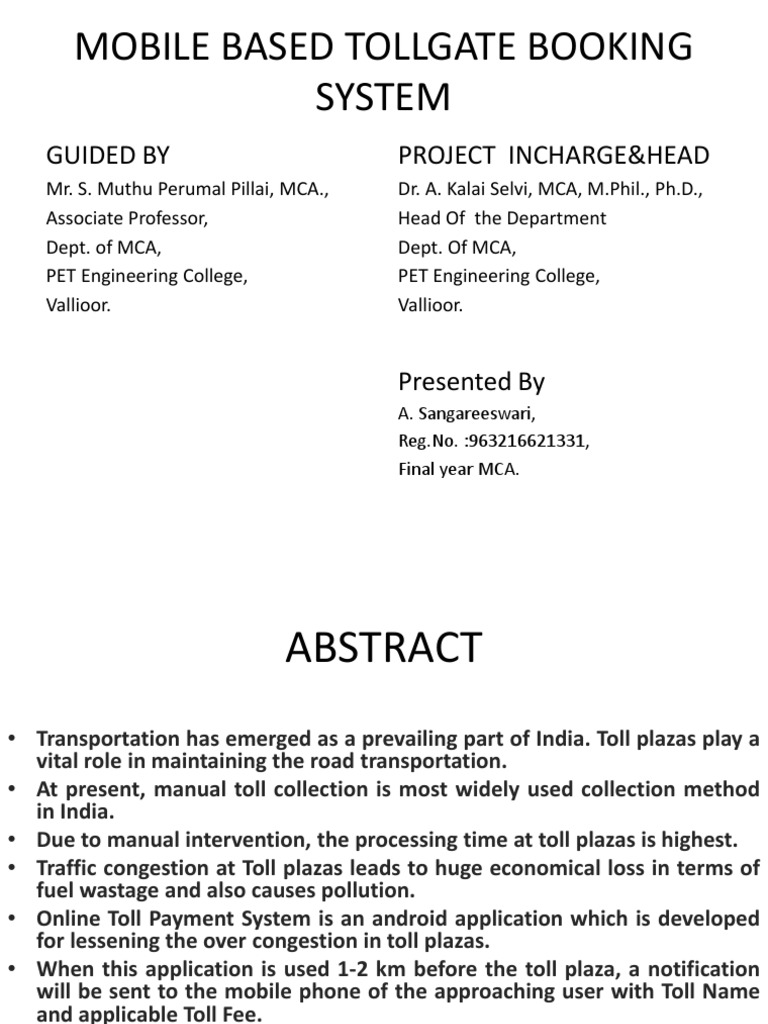 Mobile Based Tollgate Booking System | PDF | Toll Road | Fee