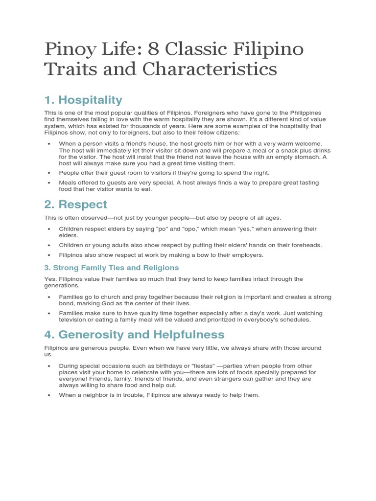 Pinoy Life: 8 Classic Filipino Traits and Characteristics: 1 ...