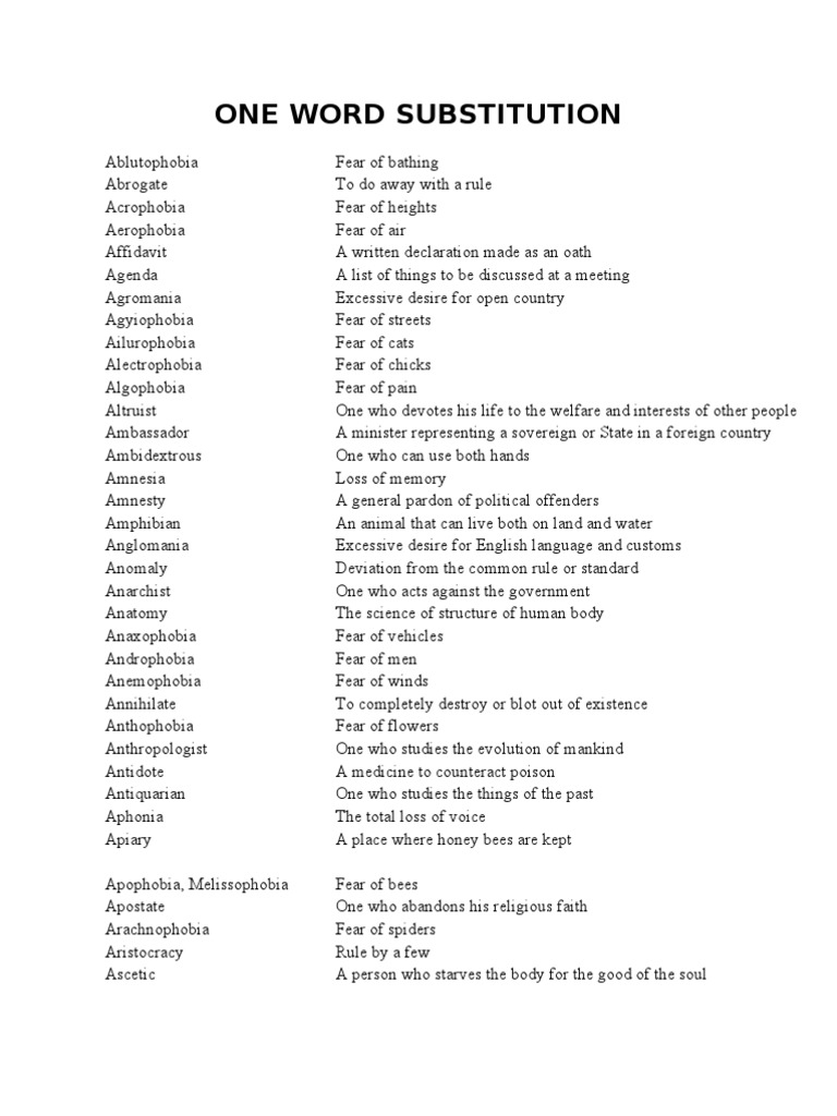 One Word Substitution | PDF