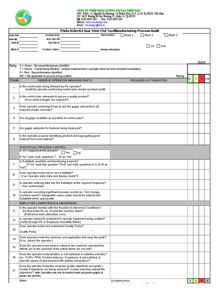 Manufacturing Process Audit Checklist | PDF | Audit | Computing