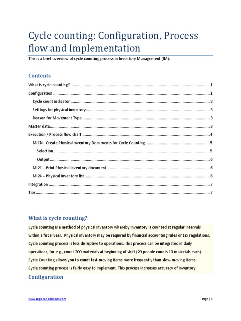 A Guide to Implementing an Effective Cycle Counting Process | PDF ...