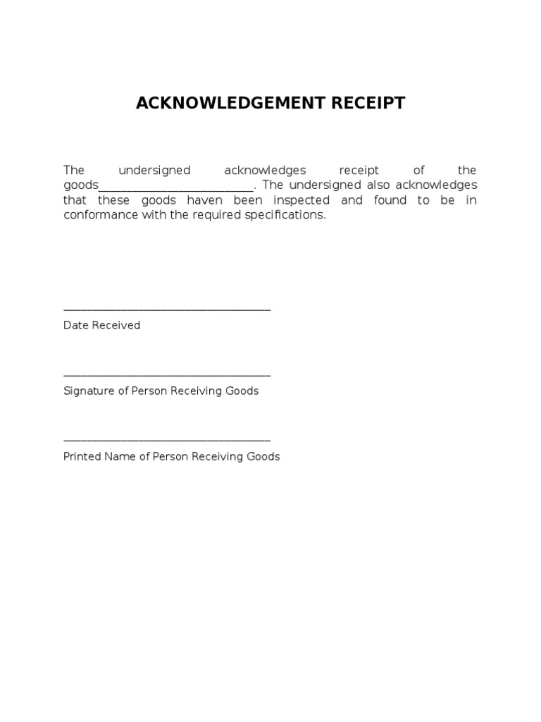 Acknowledgement Receipt | PDF
