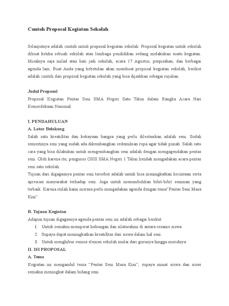 Contoh Proposal Kegiatan Sekolah | PDF