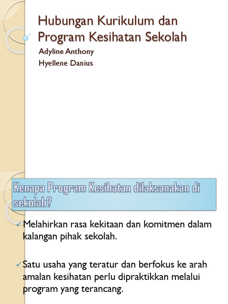 Hubungan Kurikulum Dan Program Kesihatan Sekolah | PDF