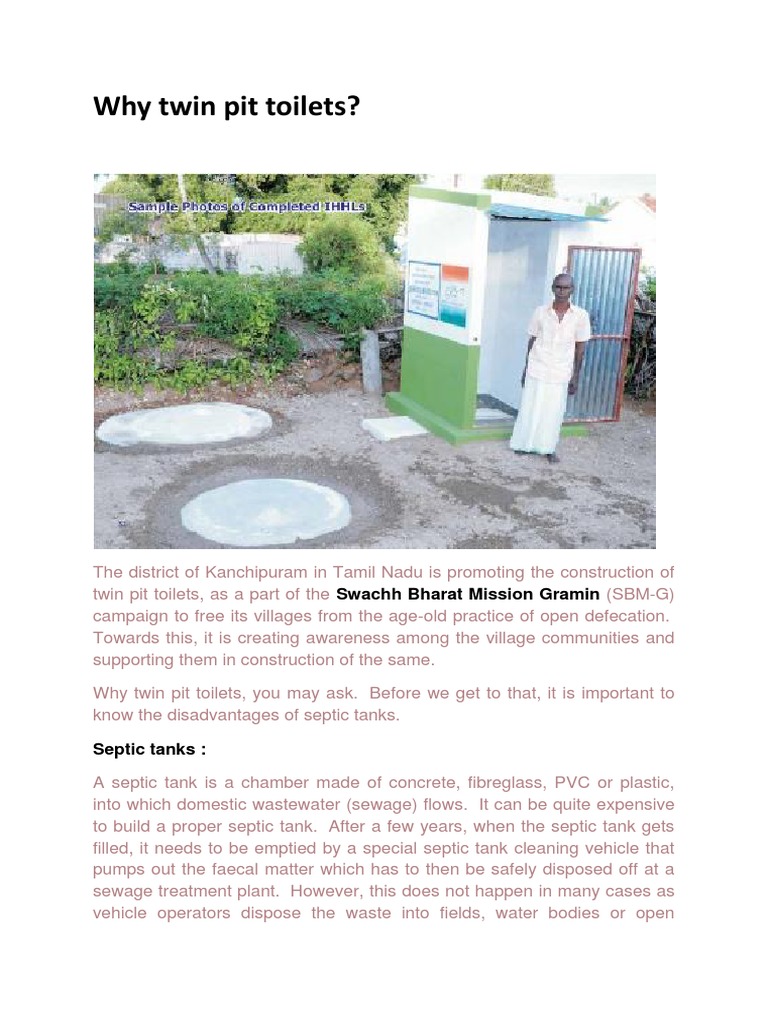 Why Twin Pit Toilets?: Swachh Bharat Mission Gramin | PDF | Toilet ...