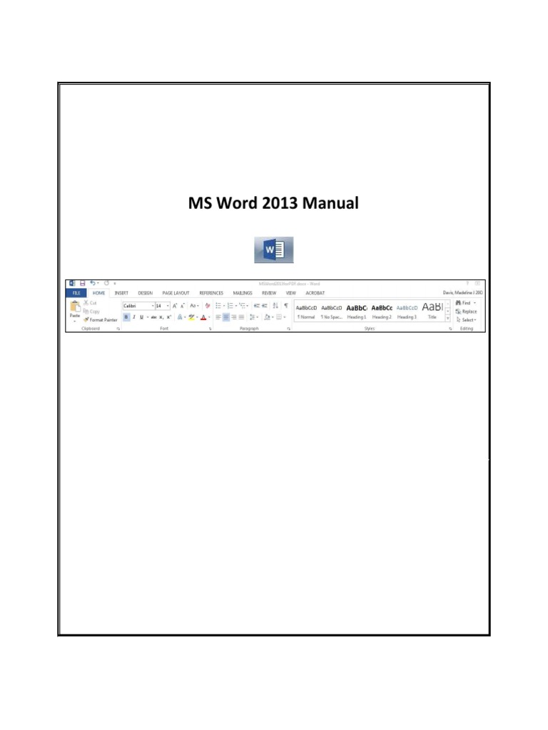MS Word 2013 Manual | PDF | Microsoft Word | Portable Document Format